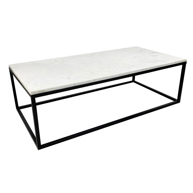 Brayden Studio® Evolve Coffee Table - 47"L Modern Industrial Marble Rectangle Table, Handcrafted ...